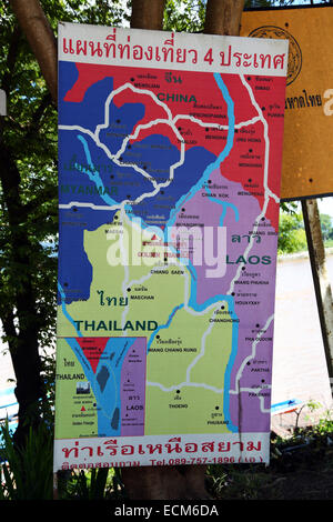 Map of the Golden triangle where Thailand, Laos and Myanmar meet along ...