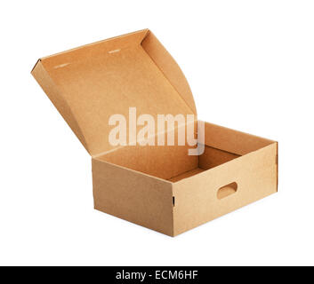 Open empty cardboard box on white background Stock Photo - Alamy