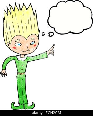 cartoon magic christmas elf with thought bubble Stock Vector Image ...