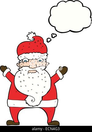 cartoon stressed out santa with thought bubble Stock Vector Image & Art ...