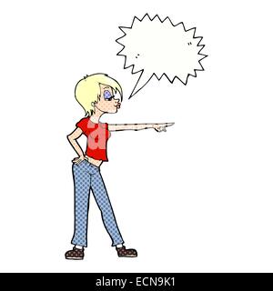 cartoon hip woman pointing with speech bubble Stock Vector Image & Art ...