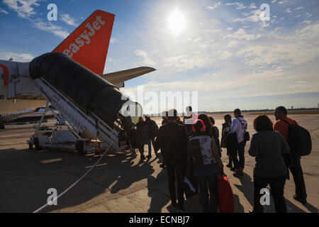 passengers boarding an easyjet aircraft rear steps at Belfast ...