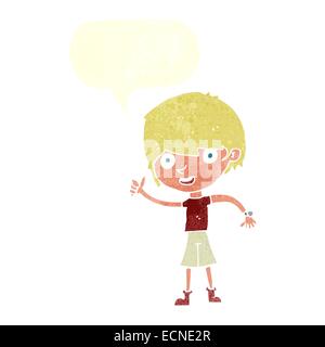 cartoon boy with positive attitude with speech bubble Stock Vector ...