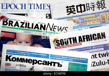 Free foreign newspapers available in London (December 2014 Stock Photo ...