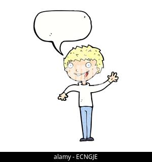 cartoon happy boy waving with speech bubble Stock Vector Image & Art ...