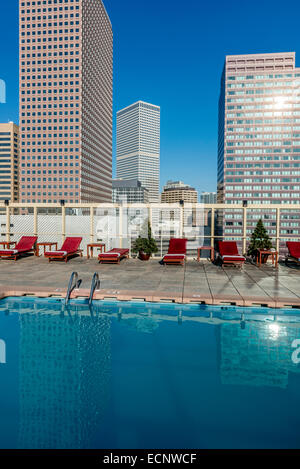 Rooftop swimming pool at the Warwick Denver Hotel. Colorado. USA Stock ...