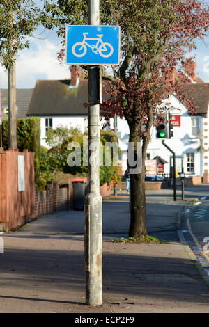 Blue cycle lane sign Stock Photo - Alamy