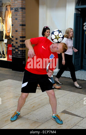 Dan Magness, freestyling footballer, performs at Touchwood Shopping ...