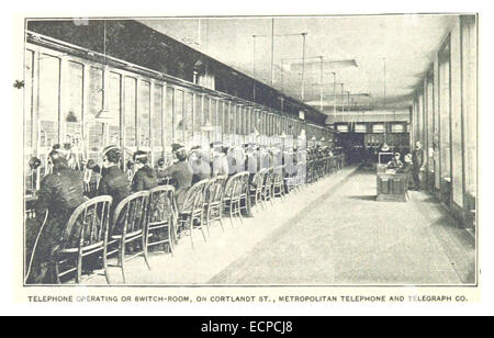 An 1893 illustration showing the telephone operating or switch-room at ...