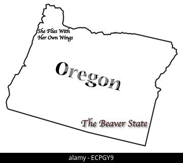 Outline of the state of Oregon isolated Stock Photo - Alamy