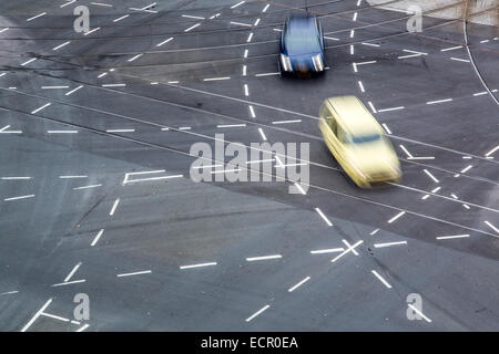 Great Road intersection, road markings for various turning lanes Stock ...