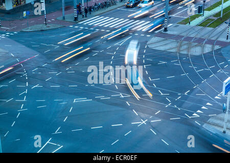 Great Road intersection, road markings for various turning lanes Stock ...