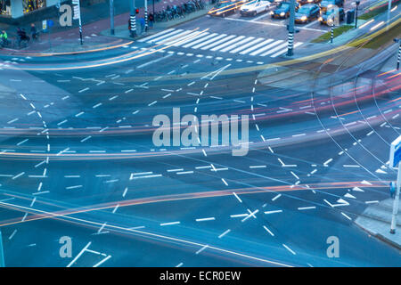 Great Road intersection, road markings for various turning lanes Stock ...