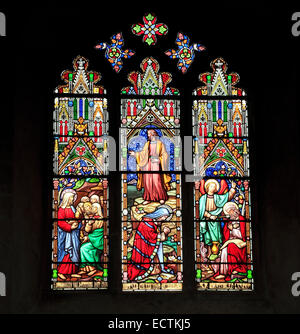 Stained glass window, Obadiah brings bread, Elijah with servant and ...