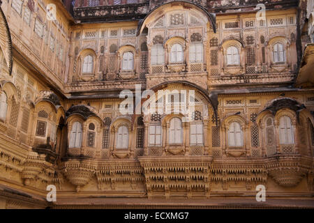 Stone carved windows at the MEHERANGARH FORT built by Maharaja Man ...