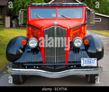 Red Jammers are buses used at Glacier National Park in the United ...