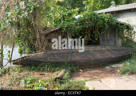 Kerala, India - Cochin. Traditional sewn or lashed together wooden boat ...