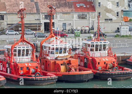 Red RR Tug Boats Genoa Harbour Italy Stock Photo - Alamy