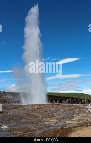 Strokkur geyser, Haukadalur geothermal field, Golden Circle, Iceland ...