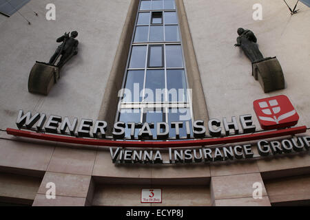 Wiener Städtische (Vienna Insurance Group) logo sign on an old building ...