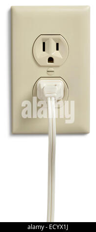 Three prongs power plug isolated on white background Stock Photo - Alamy