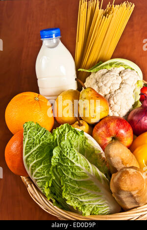 Basket of basic groceries Stock Photo - Alamy
