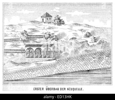 This 1883 illustration by KB shows Der Sprudel, the Hygeasquelle spring ...