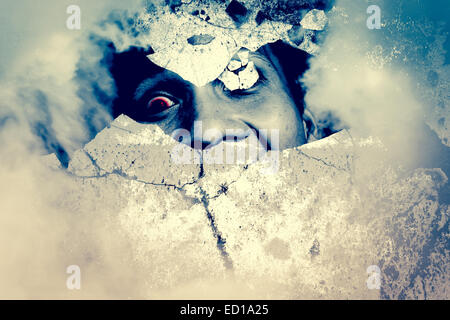 Ghost,Man Screaming On Shattered Grunge Wall Series,Horror Background ...