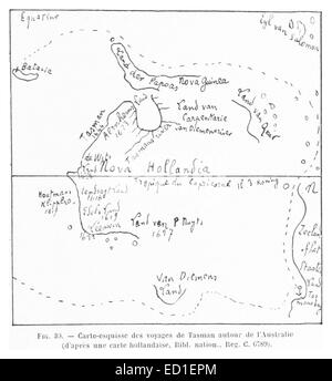 Map, 17th century, Dutch discovery, voyage, Tasman, Australia, New ...