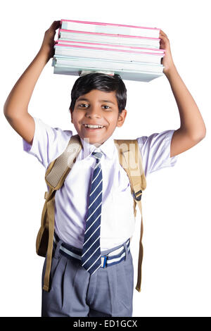 tween child carry school bag. childhood and education. energetic ...