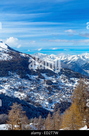 Landscape view of the ski resort of Verbier 4 Vallées, shot in Val de ...