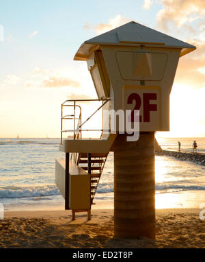 Lifeguard tower Waikiki Beach Honolulu Oahu Hawaii USA Stock Photo - Alamy