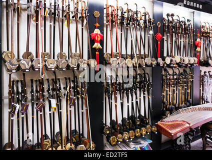 Traditional Chinese musical instruments store in Yu Yuan Shanghai China ...