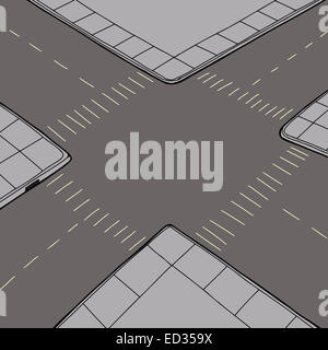 Empty hand drawn street intersection background cartoon Stock Photo - Alamy