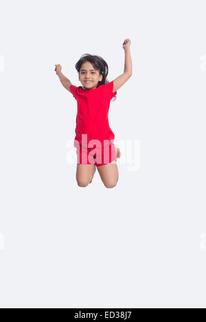 Tween Girl Jumping Stock Photo - Alamy