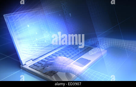 hands on laptop. internet technology concept business banner. front-end ...