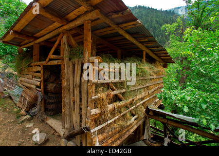 Traditional hay Barn in Yayla village above Barhal, north side of ...