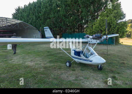 ULM Microlight, Microlite aircraft ready to fly at small airstrip ...