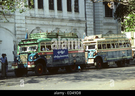 Vintage Buses of Yangon, Myanmar, Burma Stock Photo - Alamy