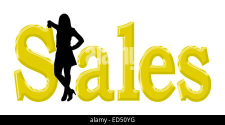 sales lady standing in text blue and red Stock Photo - Alamy