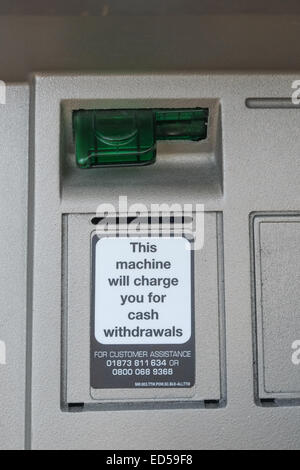 ATM Cash machine charging sign charge withdrawals UK Stock Photo - Alamy