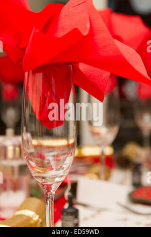 Festive table setting with Christmas decor in kitchen Stock Photo - Alamy