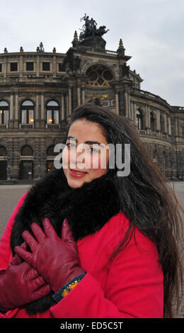 Egyptian mezzo-soprano Gala El Hadidi pictured at Semper opera in ...