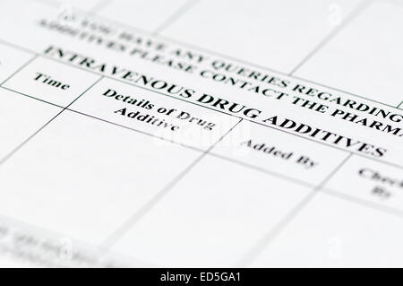 Labels used to record drug additives to standard intravenous infusions ...