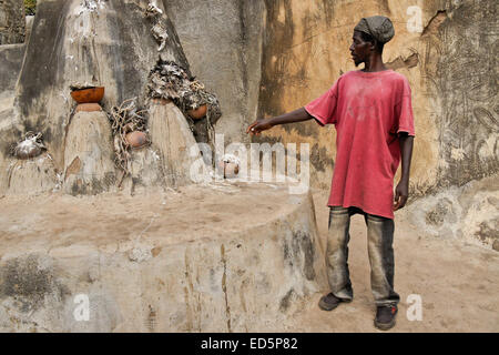 Talensi tribal ancestor shrine with sacrificial offerings, Tongo, Ghana ...
