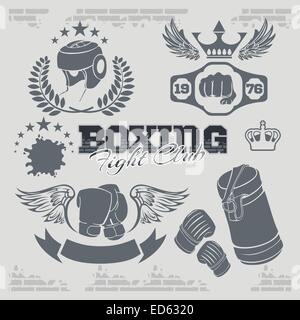 Boxing labels and banners set. part set Stock Photo - Alamy