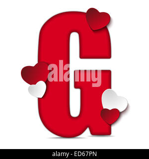 Vector - Alphabet Letters With Red Heart Valentine Day Stock Photo - Alamy