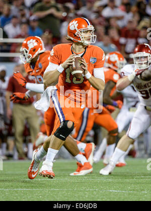 Quarterback Cole Stoudt (18) of the Clemson Tigers tumbles after a ...