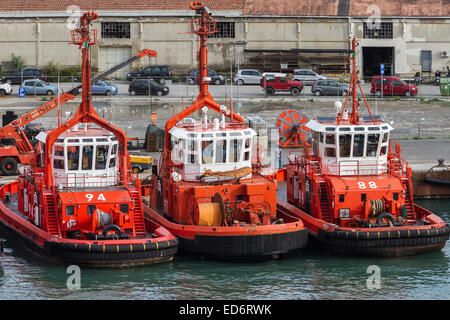 Red RR Tug Boats Genoa Harbour Italy Stock Photo - Alamy
