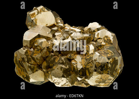Pyrite (FeS2) crystals isolated on black background Stock Photo - Alamy